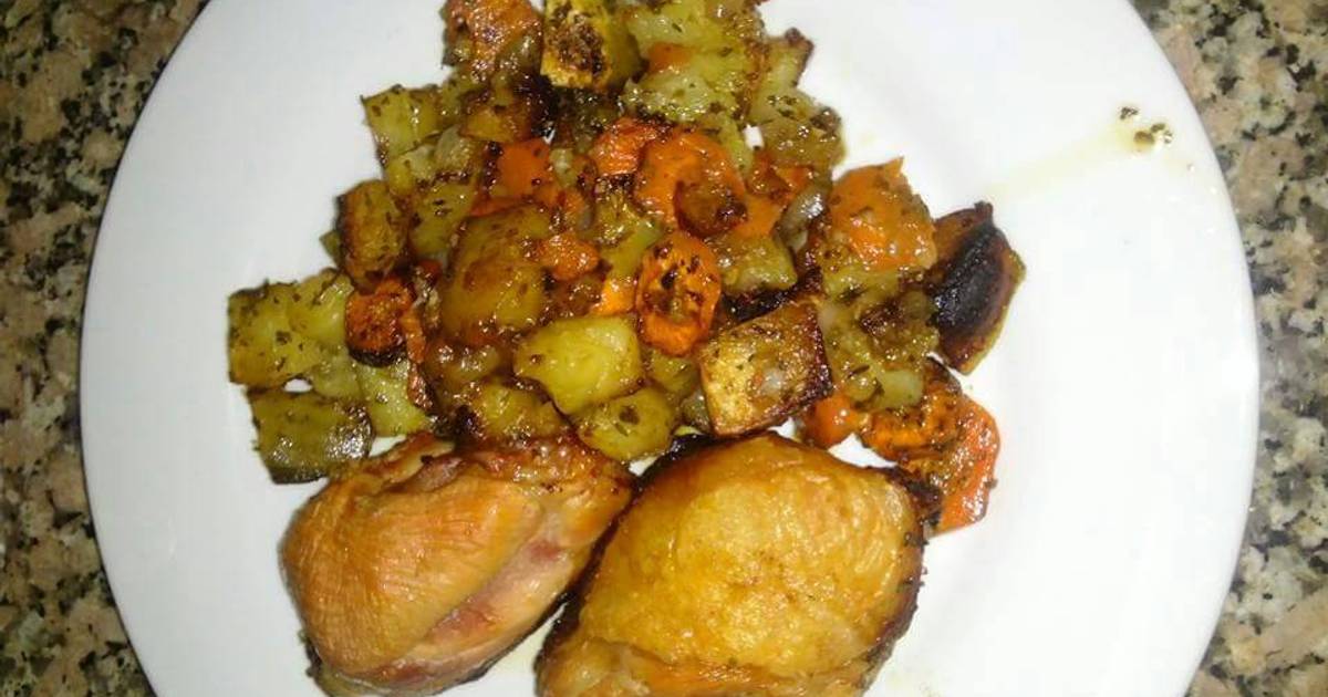 Pollo crocante con vegetales al horno (hornito electrico en este caso ...