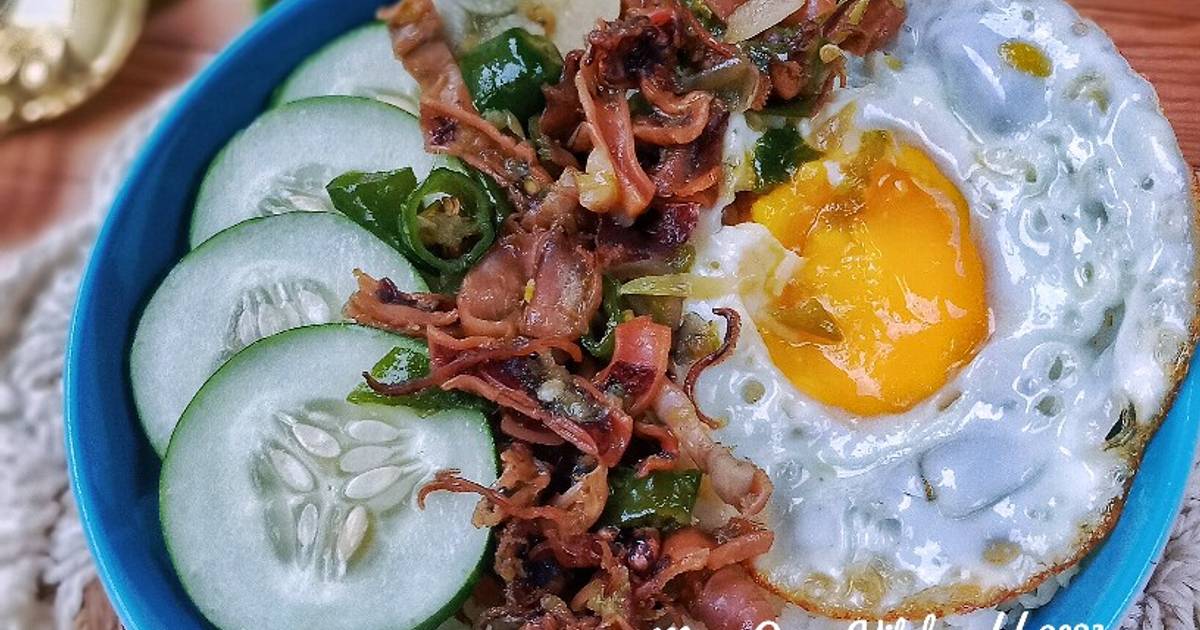 Resep Cumi Asin Sambal Ijo Rice Bowl Oleh Momsqueenkitchen Cookpad