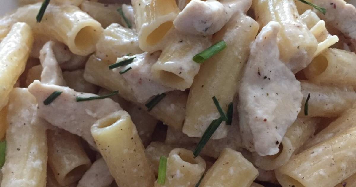 Macarrones con pollo y queso crema Receta de Edu- Cookpad