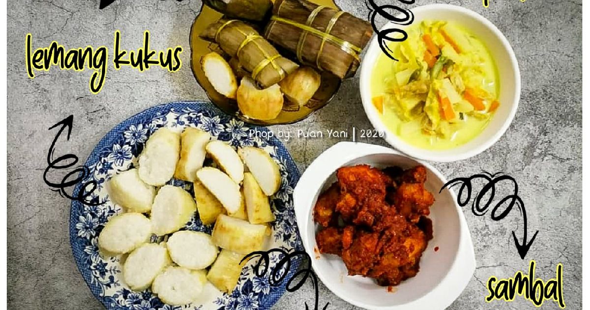 Resipi Burasak Bugis, Lemang Kukus Bersama Sayur Lodeh & Sambal Ayam ...