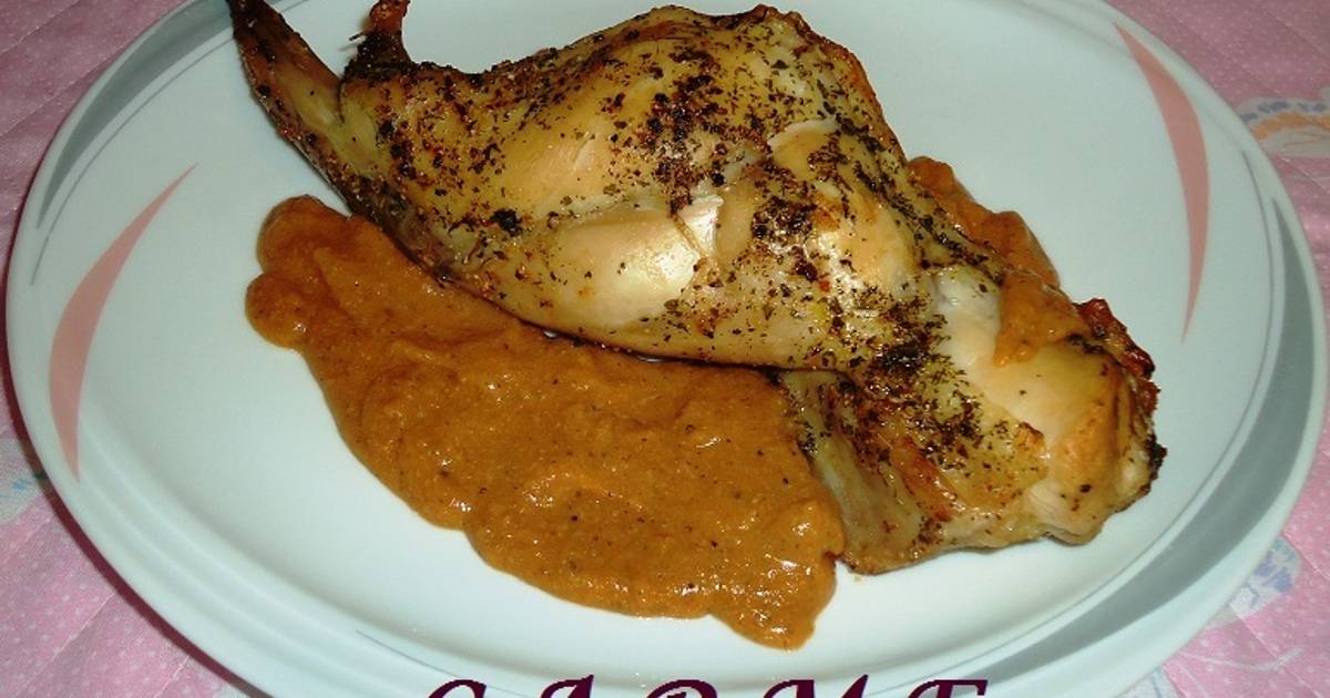 Conejo asado con verduras y salsa Receta de carme castillo- Cookpad