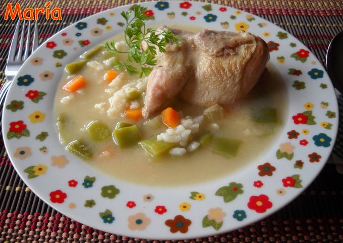 Sopa de verdura con arroz y codornices Receta de pensamiento- Cookpad