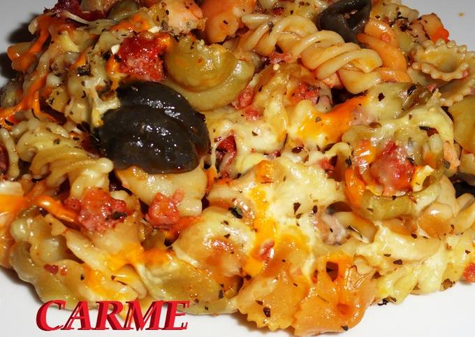 Pupurri de pasta con chorizo picante Receta de carme castillo- Cookpad